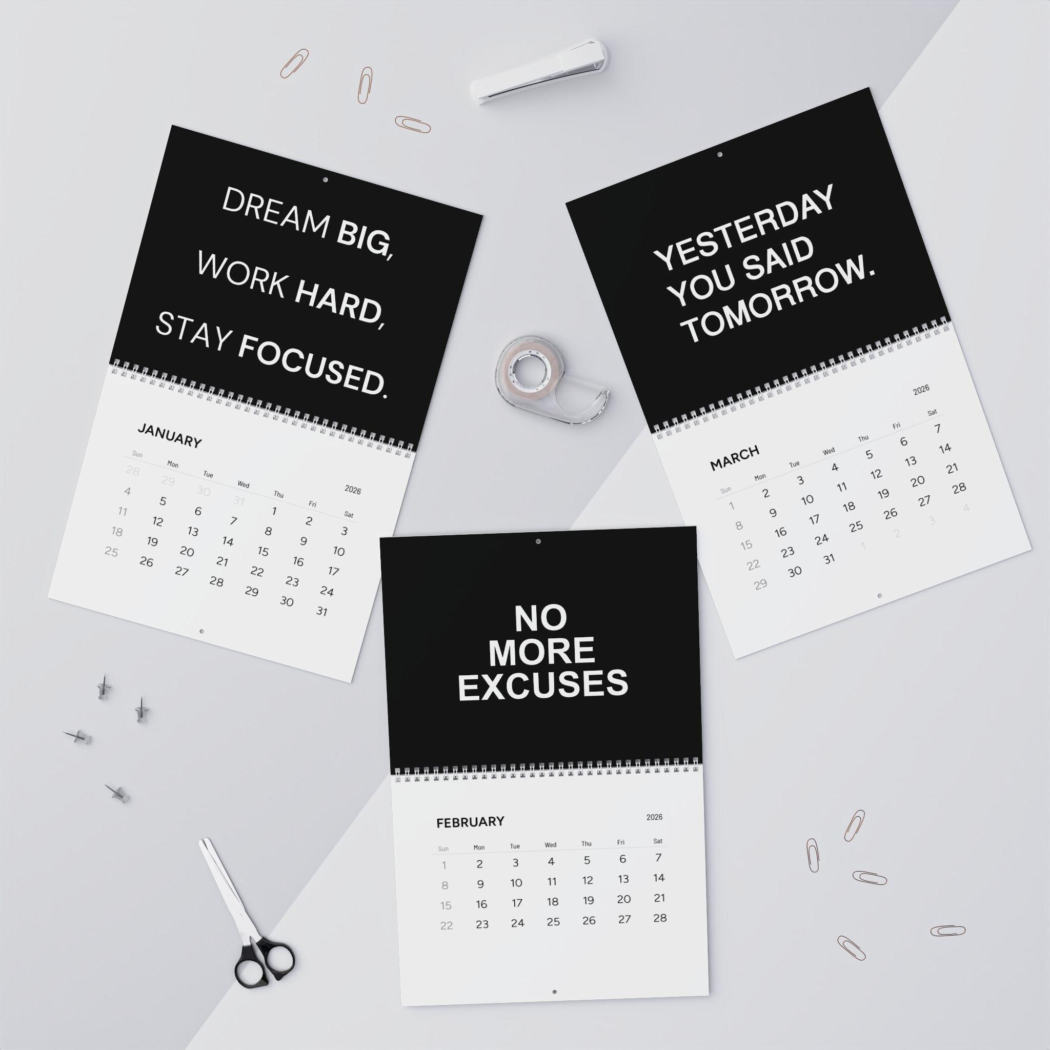 Motivation Calendar, Motivation 2026 Calendar, Motivation Wall Calendar ...