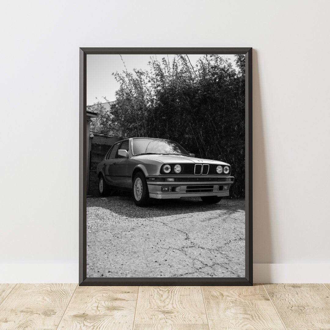 Vintage BMW E30 Poster, Vintage BMW E30 Print, Vintage BMW E30 Wall Art, Black and White Poster ...
