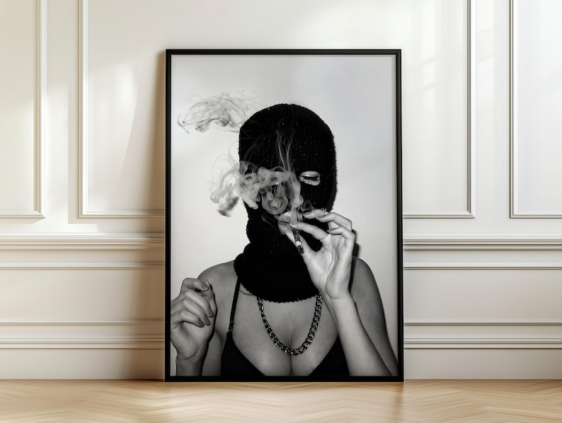 Bad Girl Poster, Edgy Wall Art, Girl Smoking Cigarette, Streetwear ...