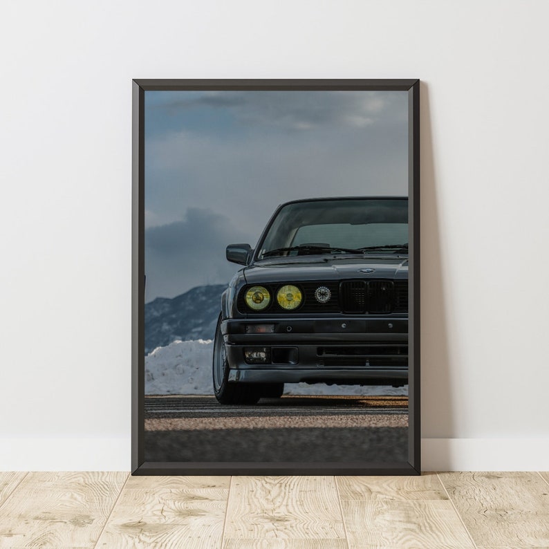 Vintage BMW E30 Poster, Vintage BMW E30 Print, Vintage BMW E30 Wall Art, Black and White Poster ...