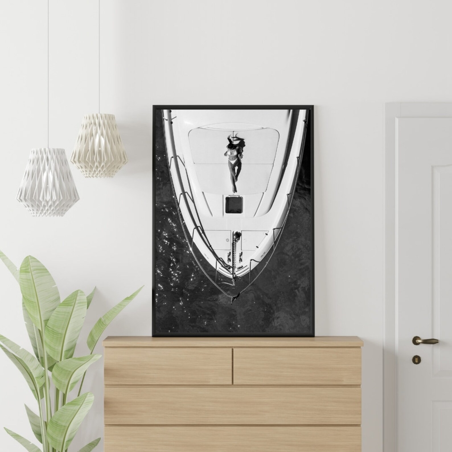 Woman on Yacht Poster, Yacht Print, Yacht Wall Art, Boat Poster, Boat ...