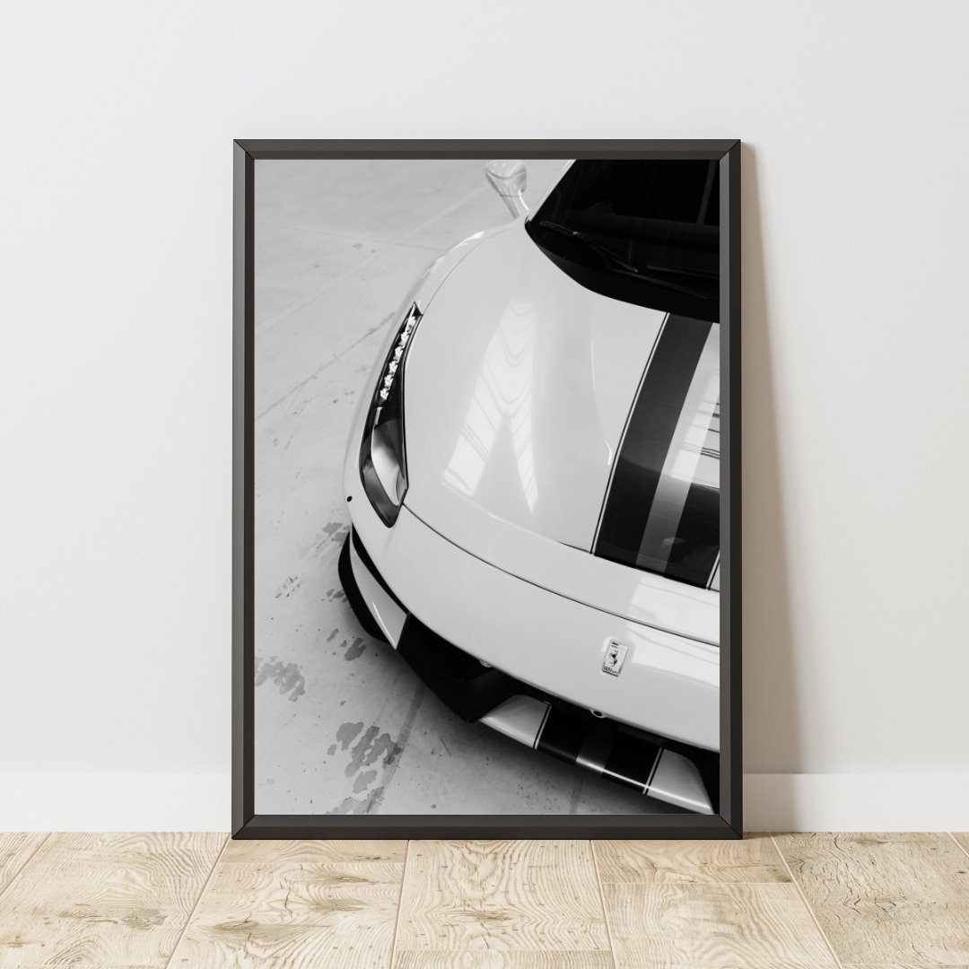 Ferrari 488 Pista Poster, Ferrari Print, Ferrari Wall Art, Black and ...
