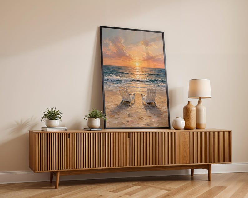 Beach Sunset Poster, Coastal Wall Art, Ocean Sunset Print, Relaxing ...