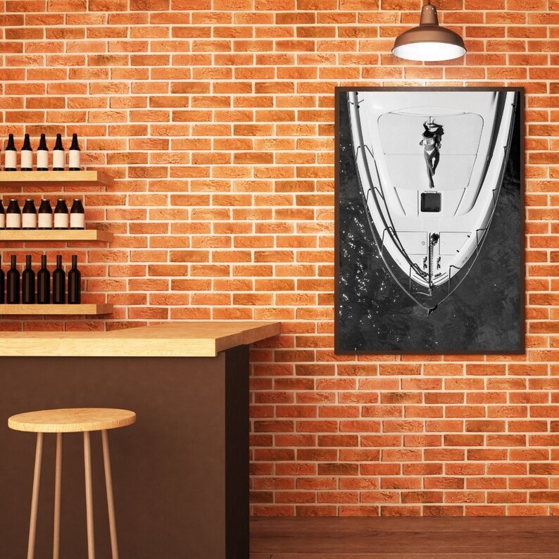 Woman on Yacht Poster, Yacht Print, Yacht Wall Art, Boat Poster, Boat ...
