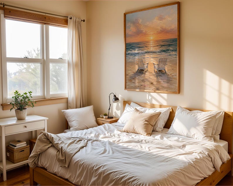 Beach Sunset Poster, Coastal Wall Art, Ocean Sunset Print, Relaxing ...