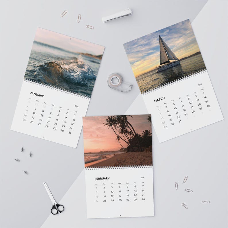 Beach Calendar, Beach 2026 Calendar, Beach Wall Calendar, Beach Desk ...