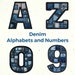 Denim Alphabet Clipart, Blue Jean Letters & Numbers PNG, Western Font ...