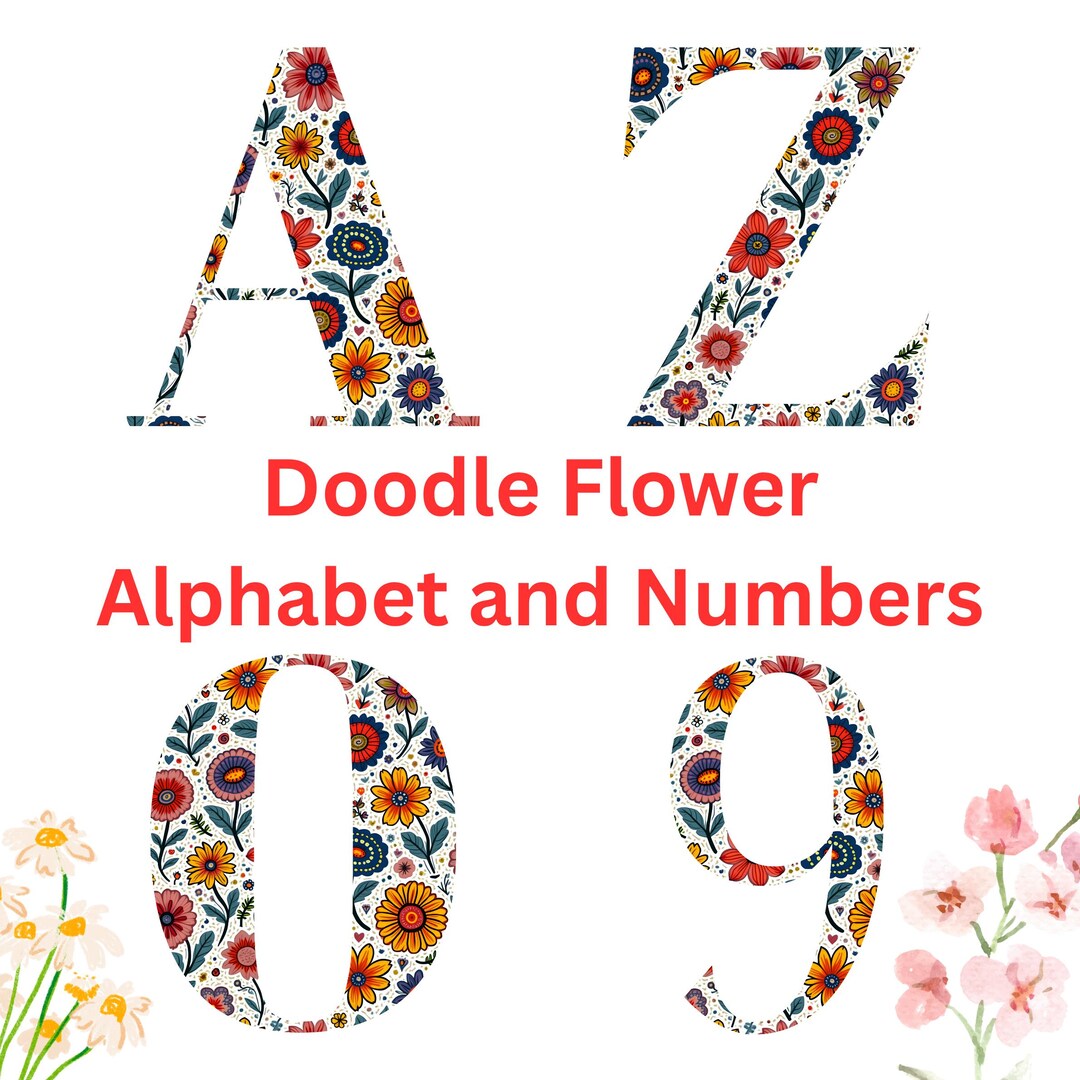Tropical Flower Alphabet PNG: Hawaii Font, Numbers, Clipart (digital ...
