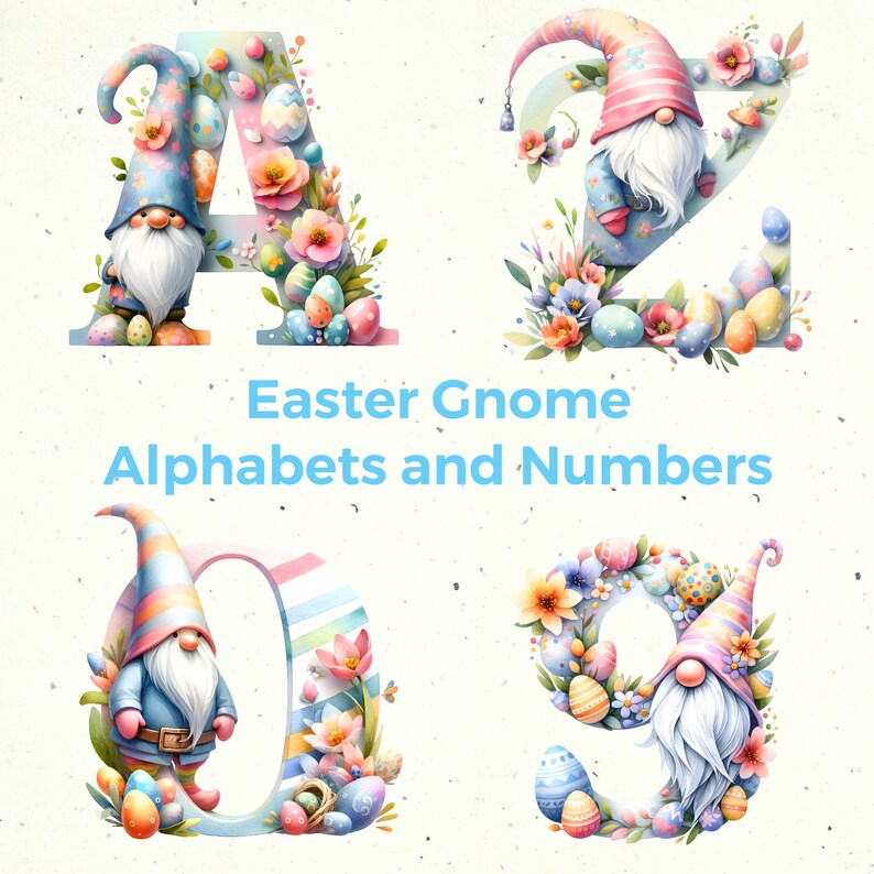 Easter Gnome Printable Alphabet & Numbers Fun Easter Basket Tag and ...