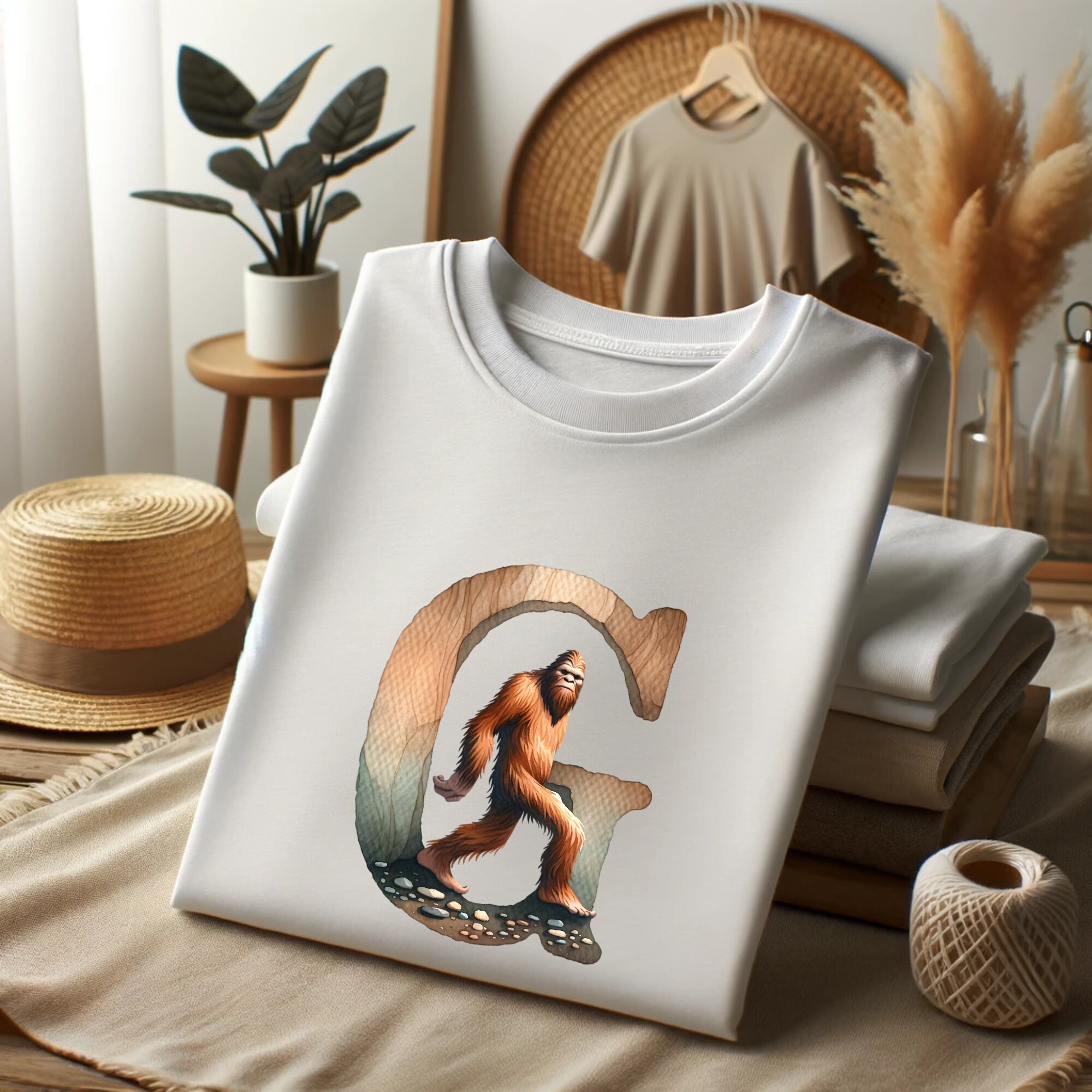 Bigfoot Alphabet Watercolor Art, Sasquatch Letters & Numbers, Cryptid ...