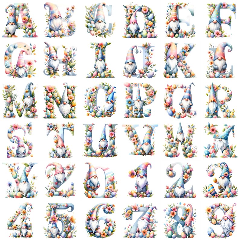 Easter Gnome Printable Alphabet & Numbers Fun Easter Basket Tag and ...