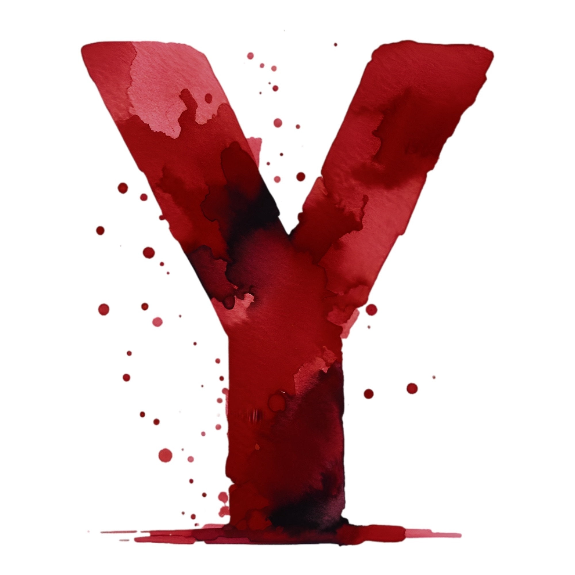 Watercolor Blood Splatter Alphabets and Numbers, Creepy Grunge Font ...