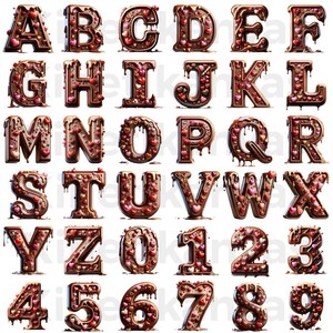 Chocolate Alphabet Clipart, Gourmet Love Letters & Numbers PNG ...