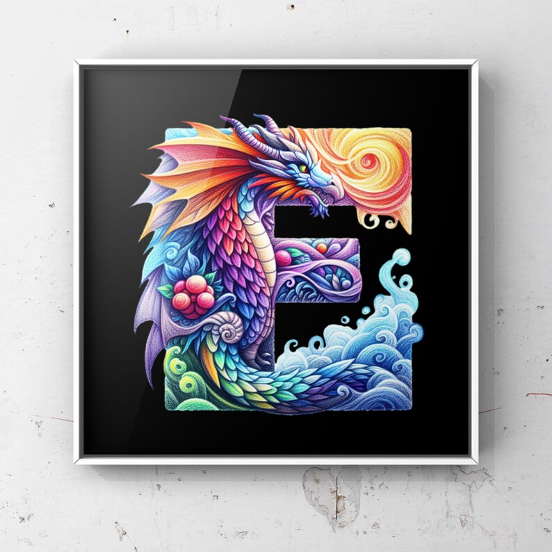 Fantasy Dragon Alphabet & Numbers Clipart: Colorful Dragon Font ...