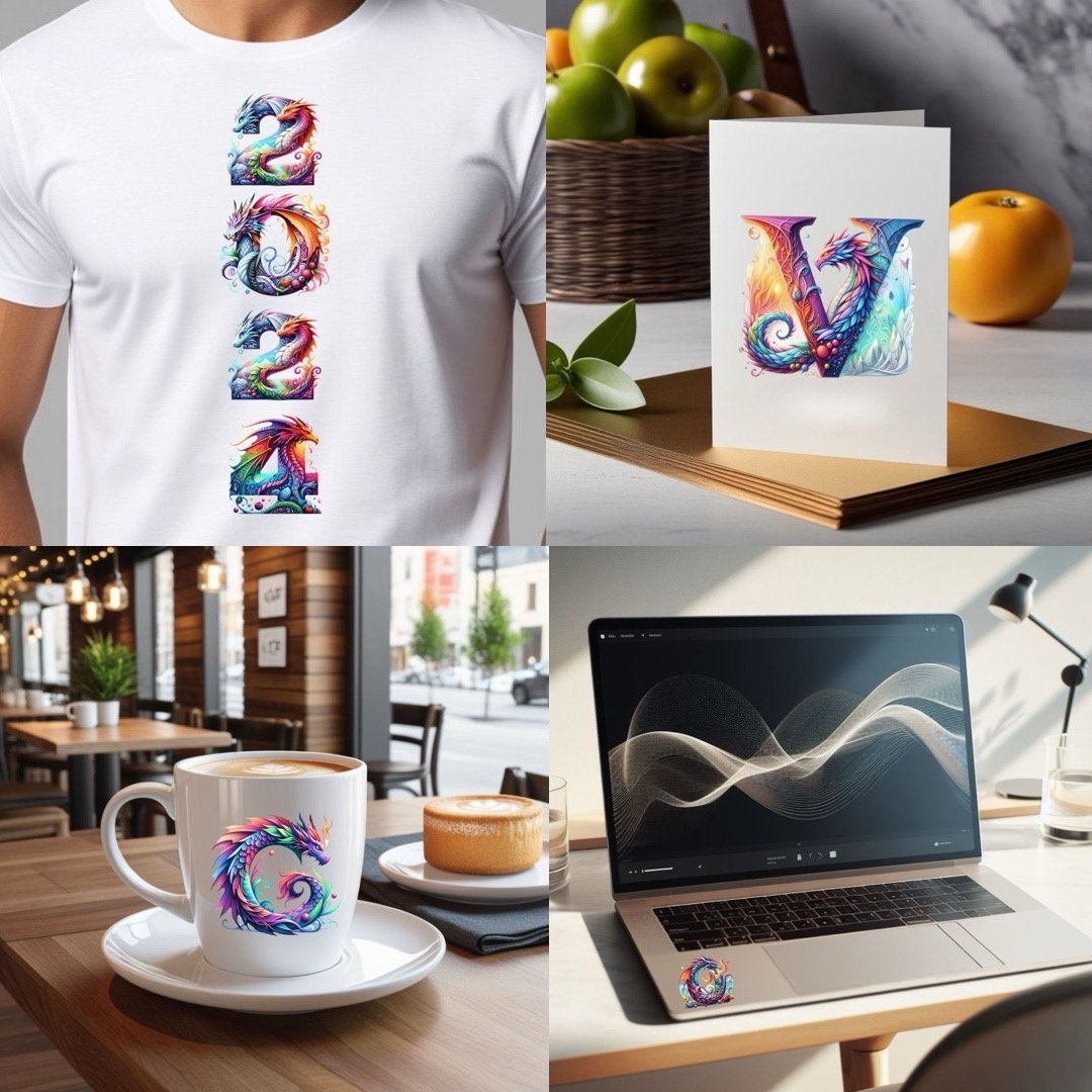 Fantasy Dragon Alphabets & Numbers Clipart, Fantasy Digital Art PNG ...