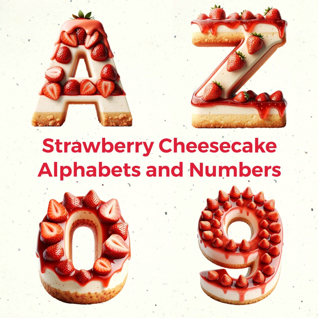 Strawberry Cheesecake Alphabet Set PNG - High-res Edible Cake Letters ...