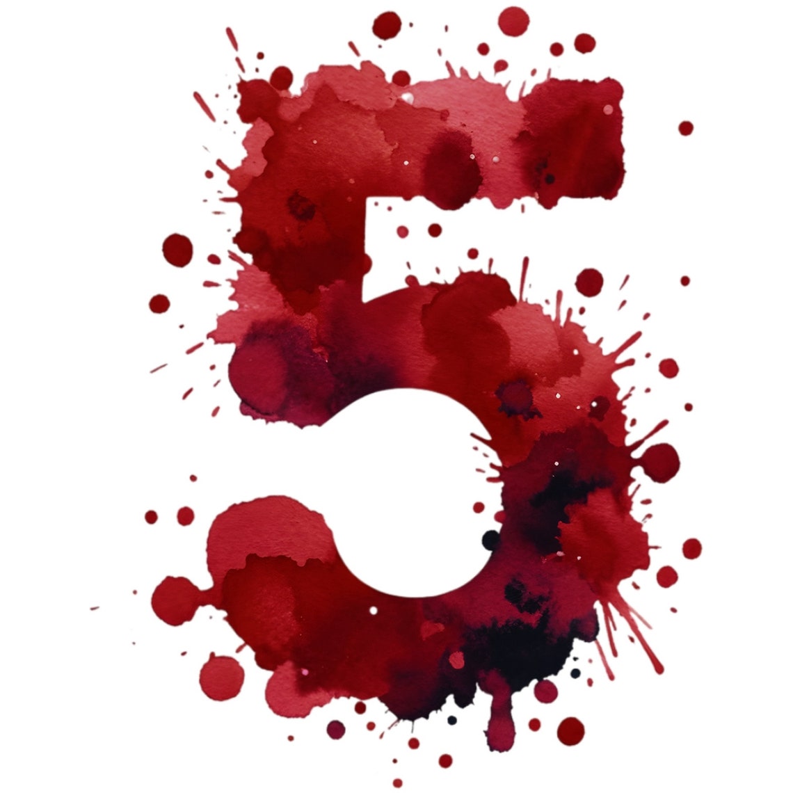 Watercolor Blood Splatter Alphabets and Numbers, Creepy Grunge Font ...
