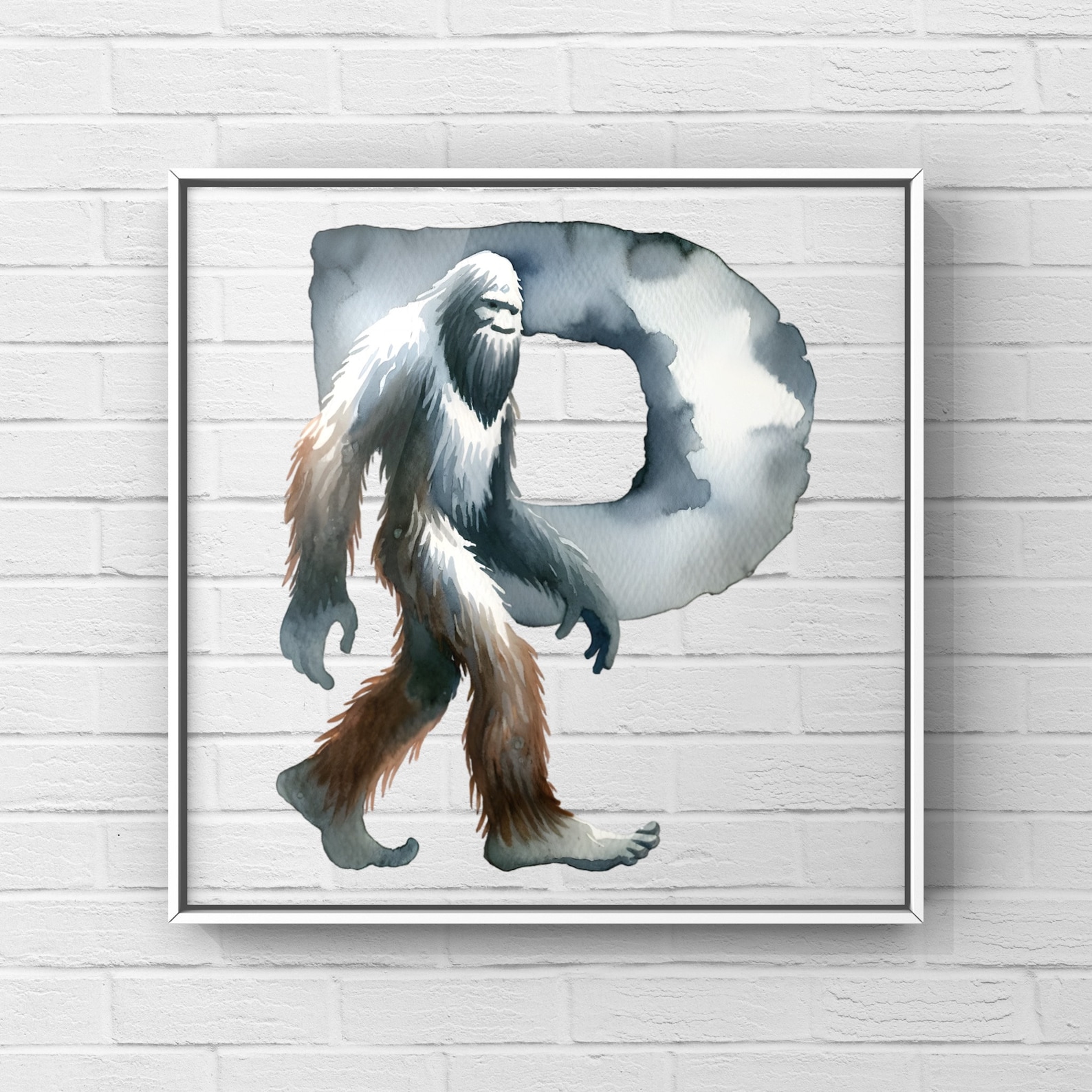 Bigfoot Alphabet Watercolor Art, Sasquatch Letters & Numbers, Cryptid ...