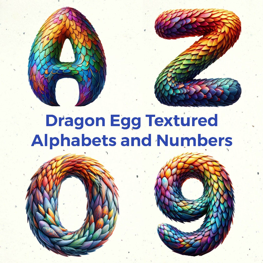 Dragon Alphabet Dragon Font Dragon Letters Dragon Egg Textured Letters ...