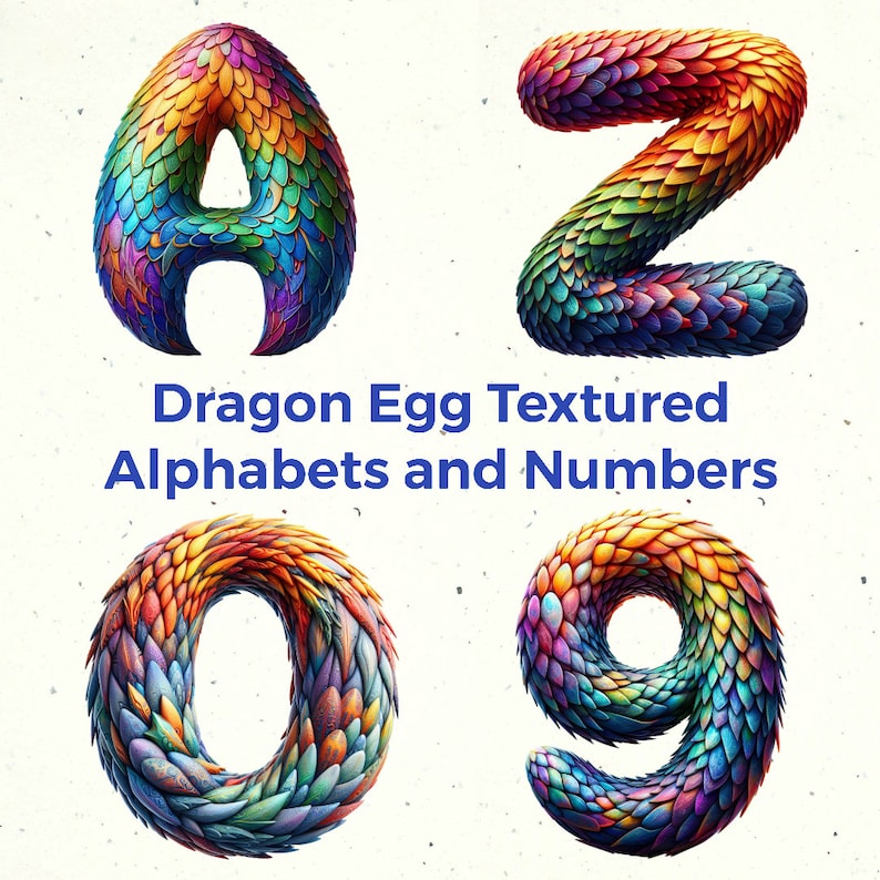 Dragon Egg Textured Alphabets and Numbers Clipart, Fantasy Clip, Font ...