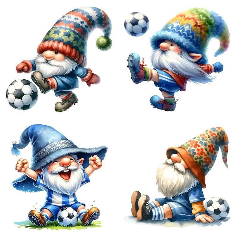 Watercolor Soccer Gnome Clipart, Football Gnome Clipart - Sport ...