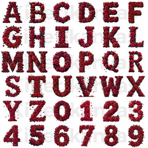 Rose Floral Alphabet Clipart, Romantic Letters & Numbers PNG, Wedding ...