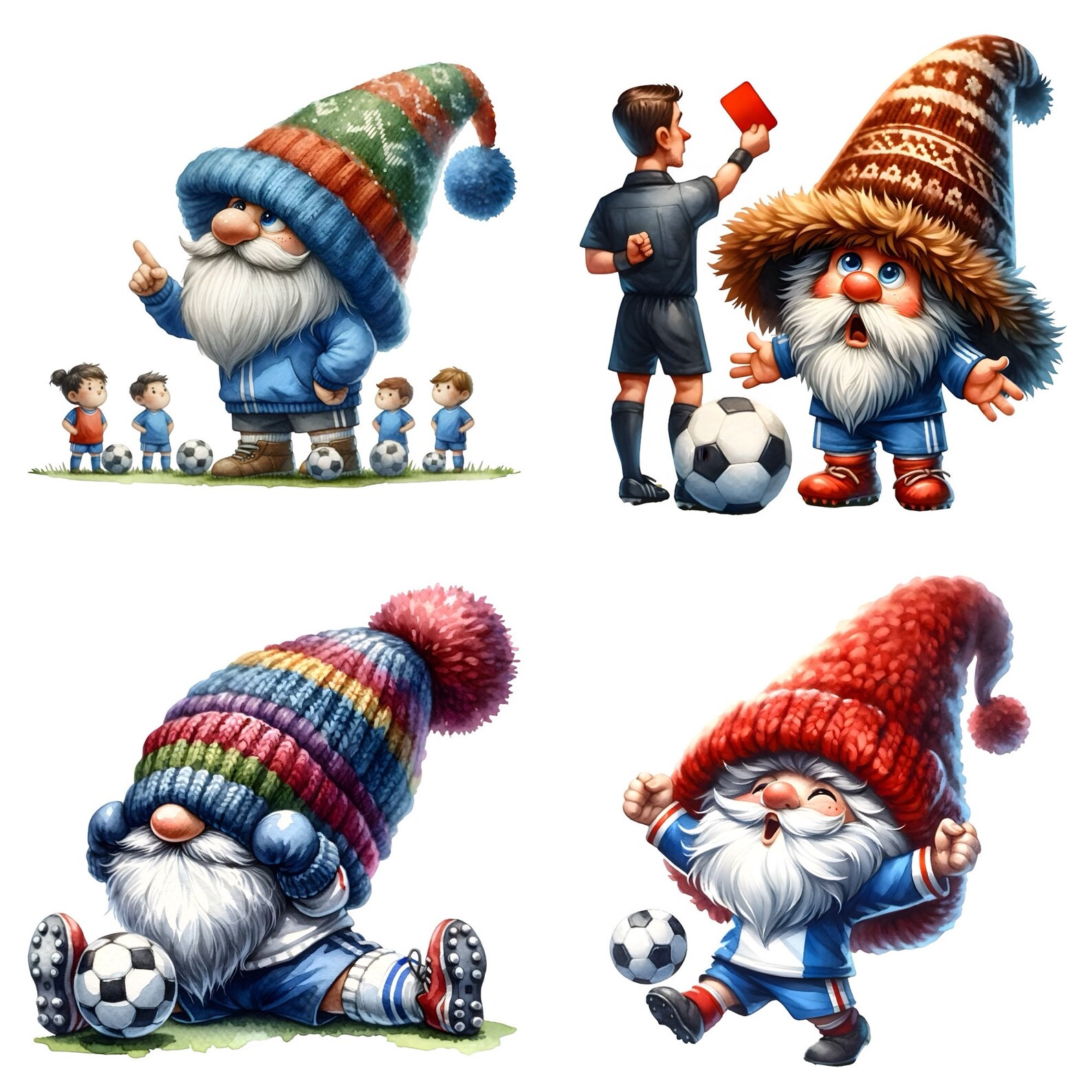 Watercolor Soccer Gnome Clipart, Football Gnome Clipart - Sport ...