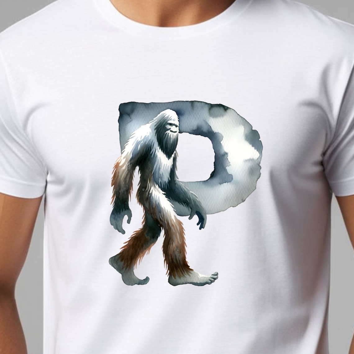 Bigfoot Alphabet Watercolor Art, Sasquatch Letters & Numbers, Cryptid ...