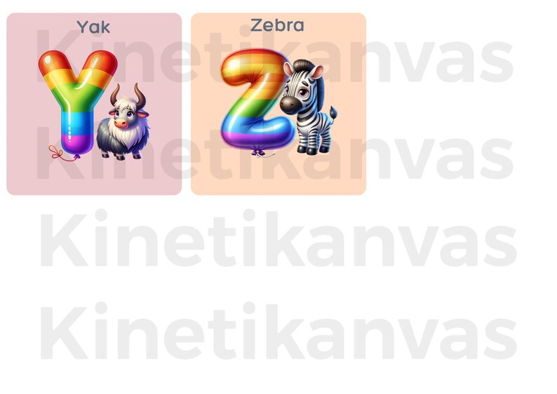 Balloon Animal Alphabet Clipart, Rainbow Letters PNG & Flashcards, Kids ...