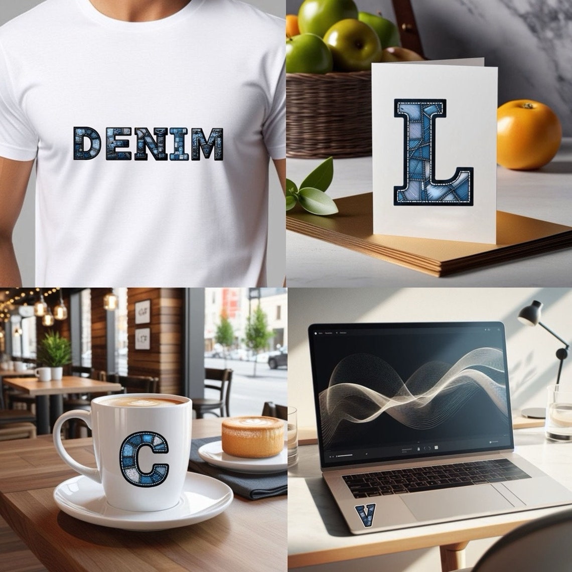 Denim Alphabets and Numbers, Denim Font, Denim Clipart, Blue Jean ...