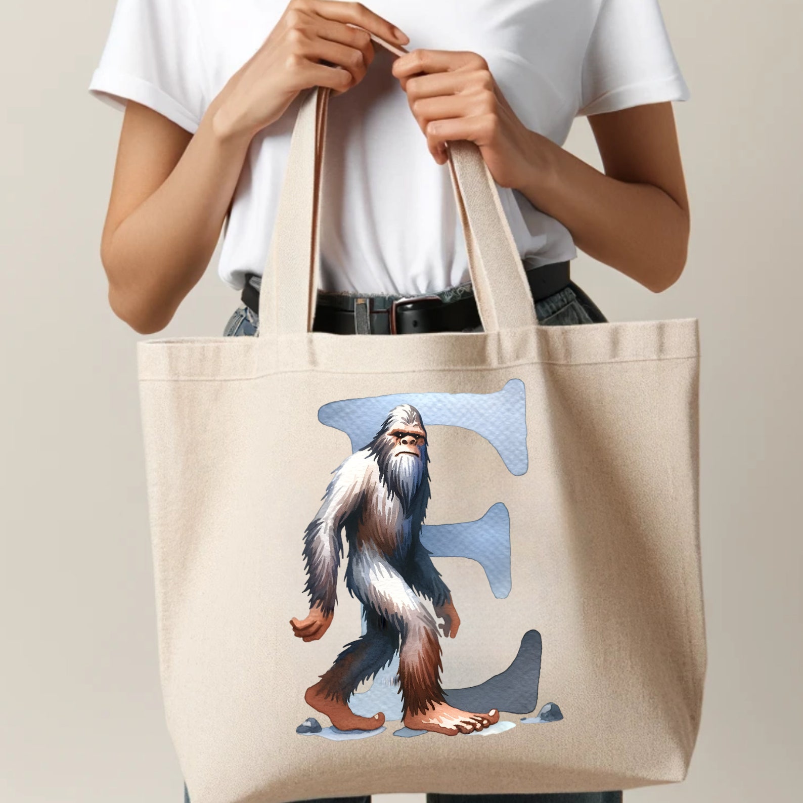 Bigfoot Alphabet Watercolor Art, Sasquatch Letters & Numbers, Cryptid ...