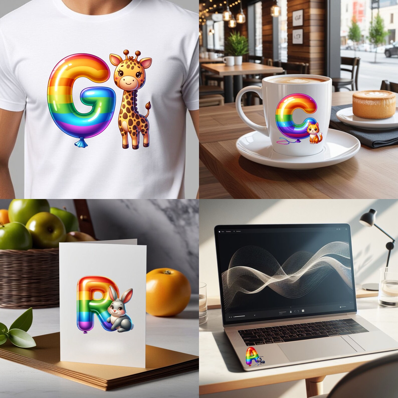 Rainbow Balloon Animal Alphabet Flashcards for Kids - Printable Abcs ...