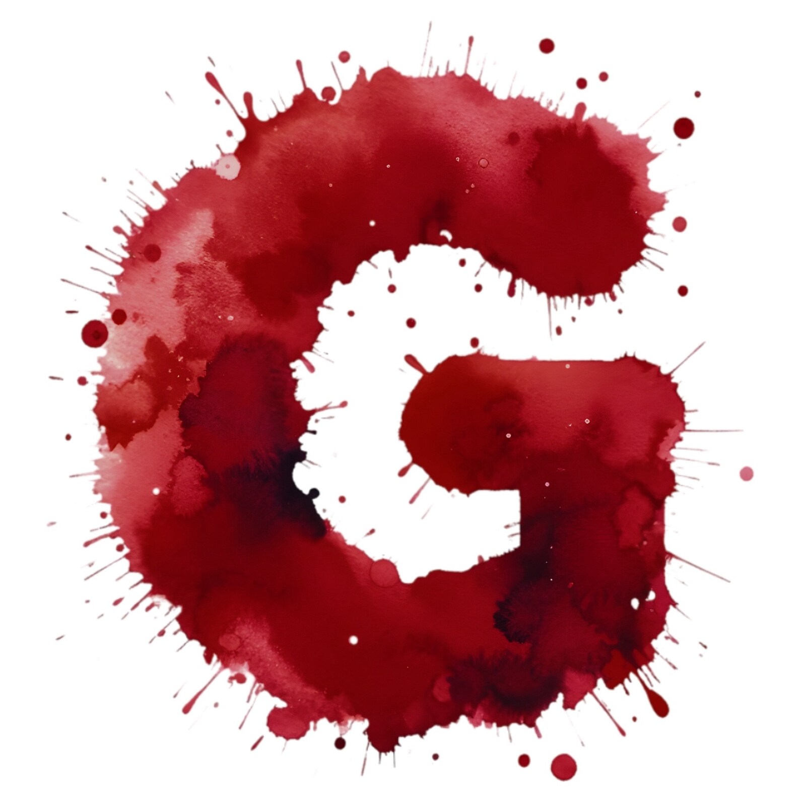 Watercolor Blood Splatter Alphabets and Numbers, Creepy Grunge Font ...