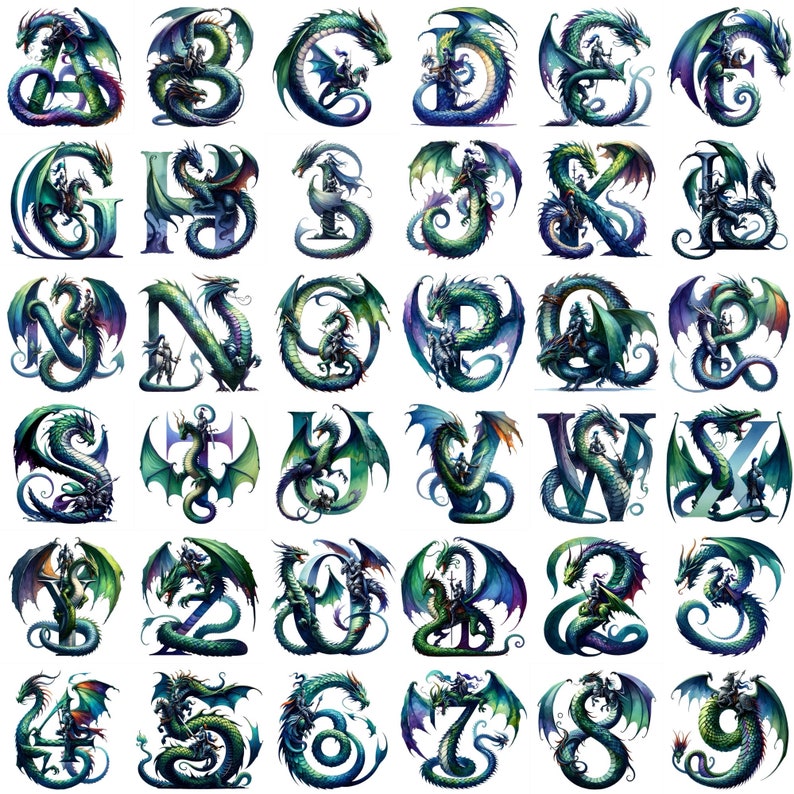 Dragon Alphabet Dragon Font Dragon Letters Dragon Clipart Dnd Dragon ...