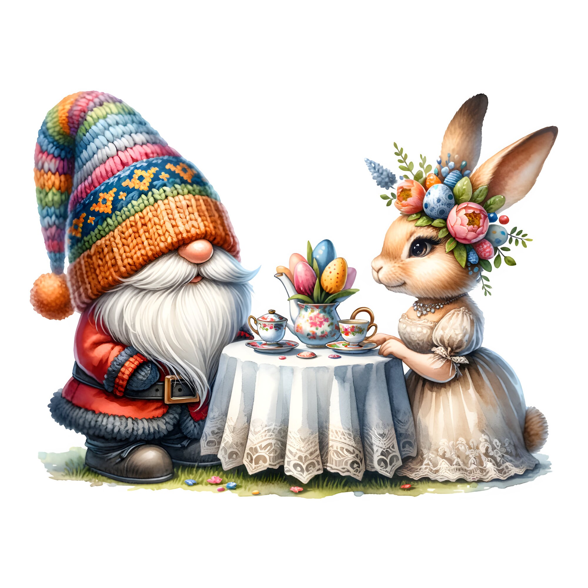 Easter Gnome, Gnome Clipart, Tea Party Clipart | DIY Advent Calendar ...
