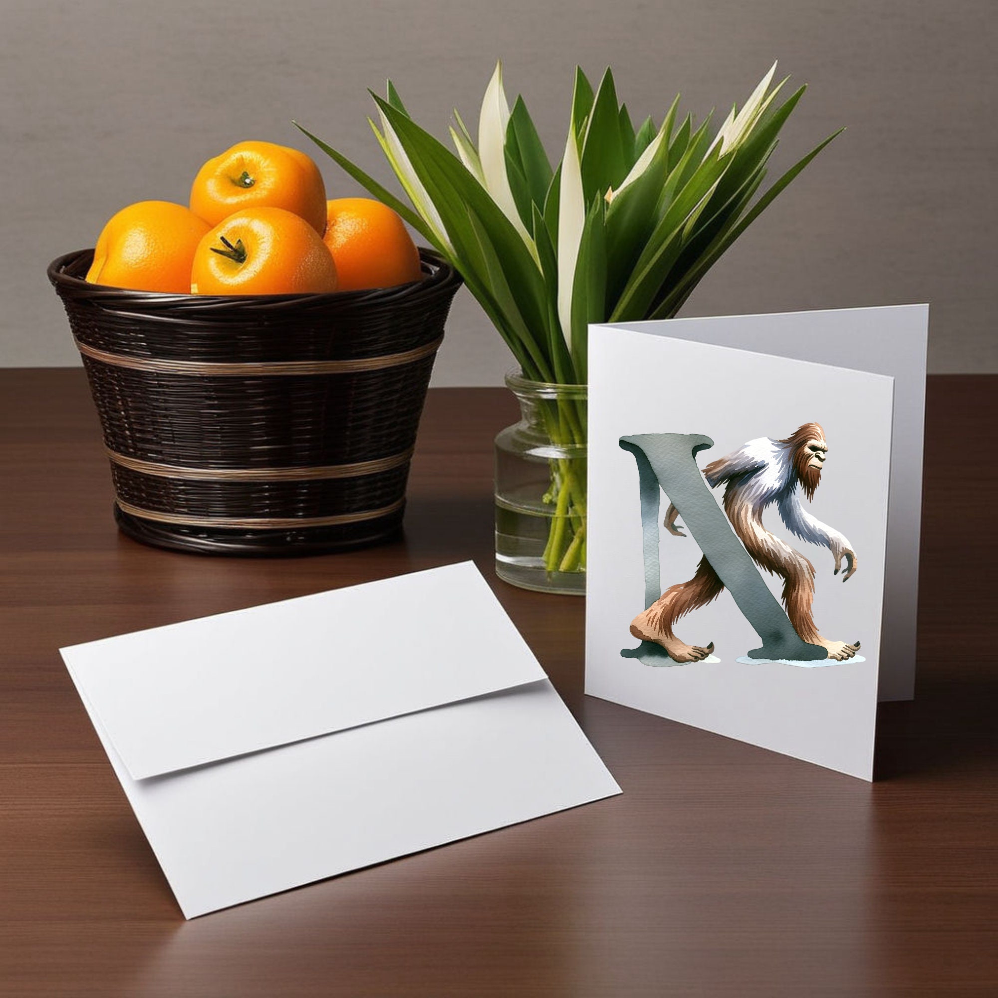 Bigfoot Alphabet Watercolor Art, Sasquatch Letters & Numbers, Cryptid ...