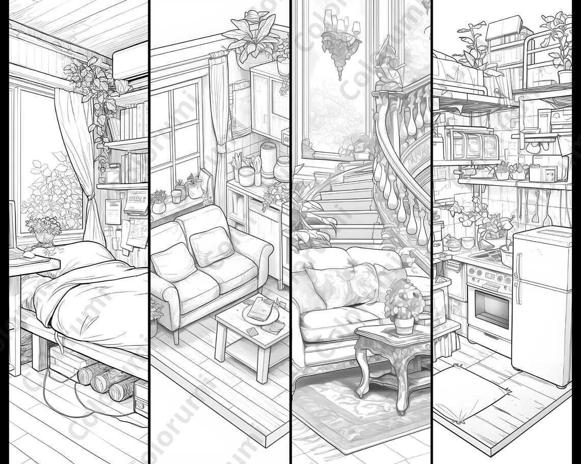 Isometric Buildings Coloring Book 35 Pages High Quality Manga Fantasy ...