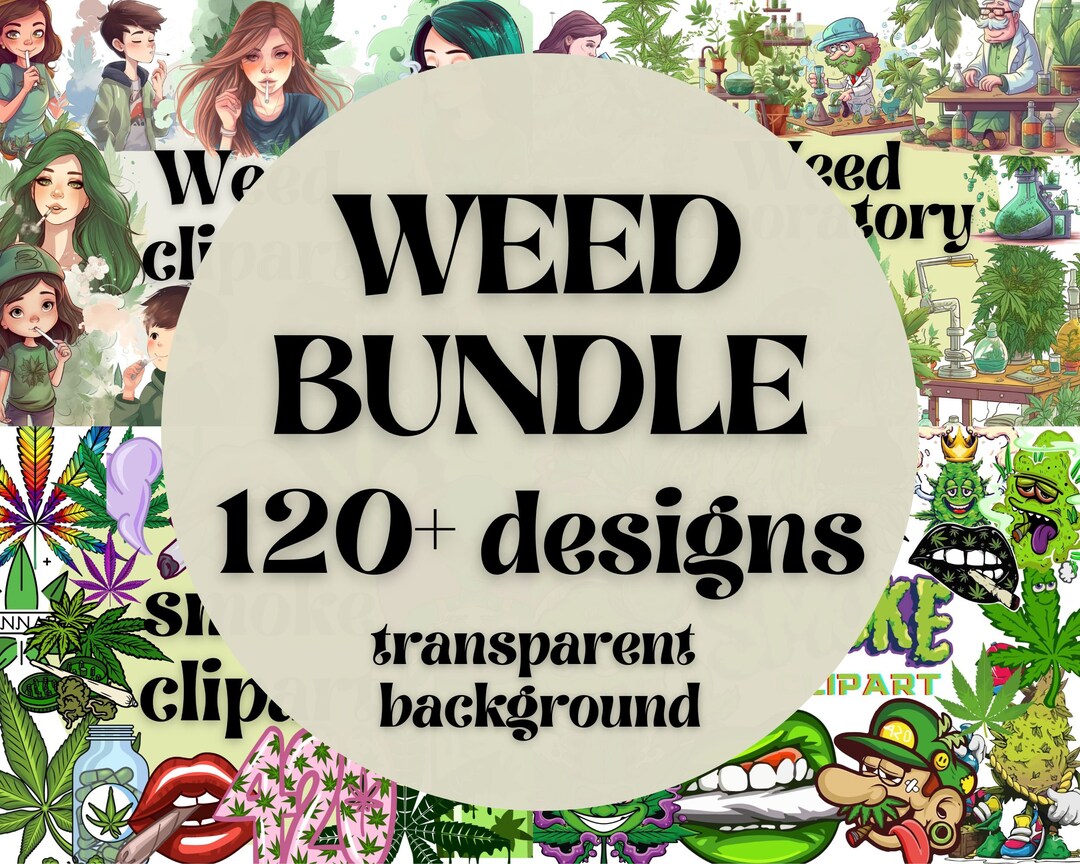 200 WEED DESIGN Big Bundle Clipart PNG Leaves Stoner - Etsy