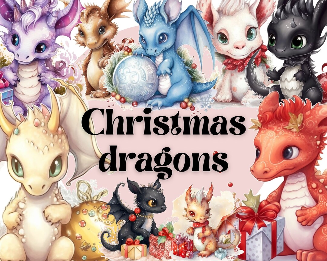 35 Christmas Dragon Clipart Bundle Christmas Clipart - Etsy
