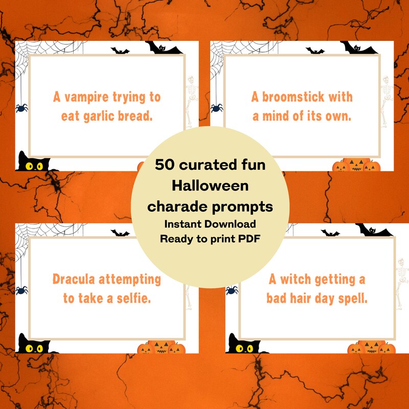 Halloween Charades Games - Etsy