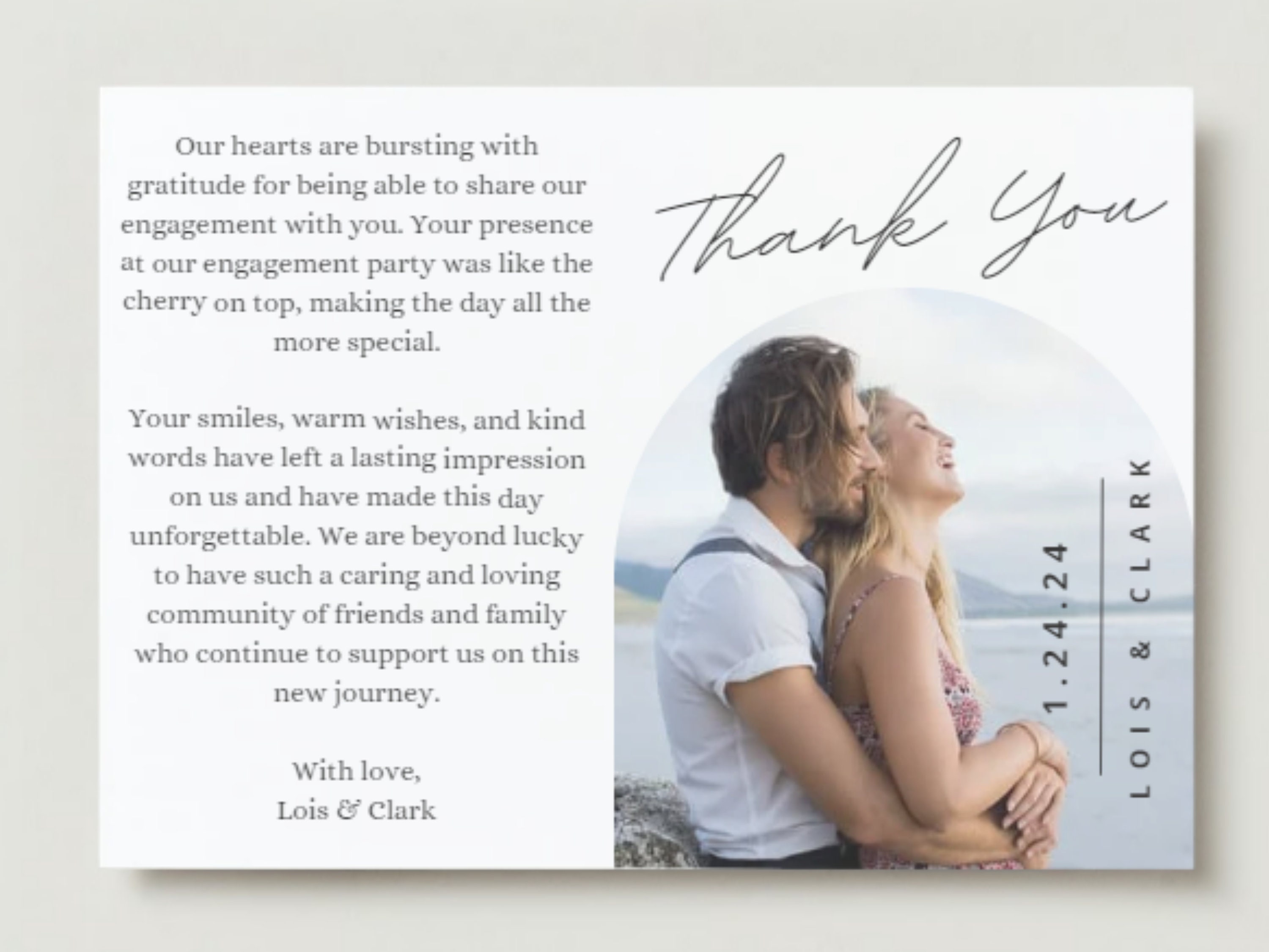Customizable Engagement Party Thank You Card | Personalized Wedding ...