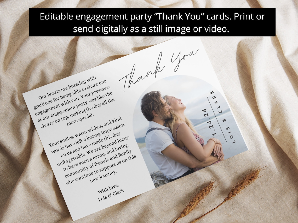 Customizable Engagement Party Thank You Card | Personalized Wedding ...