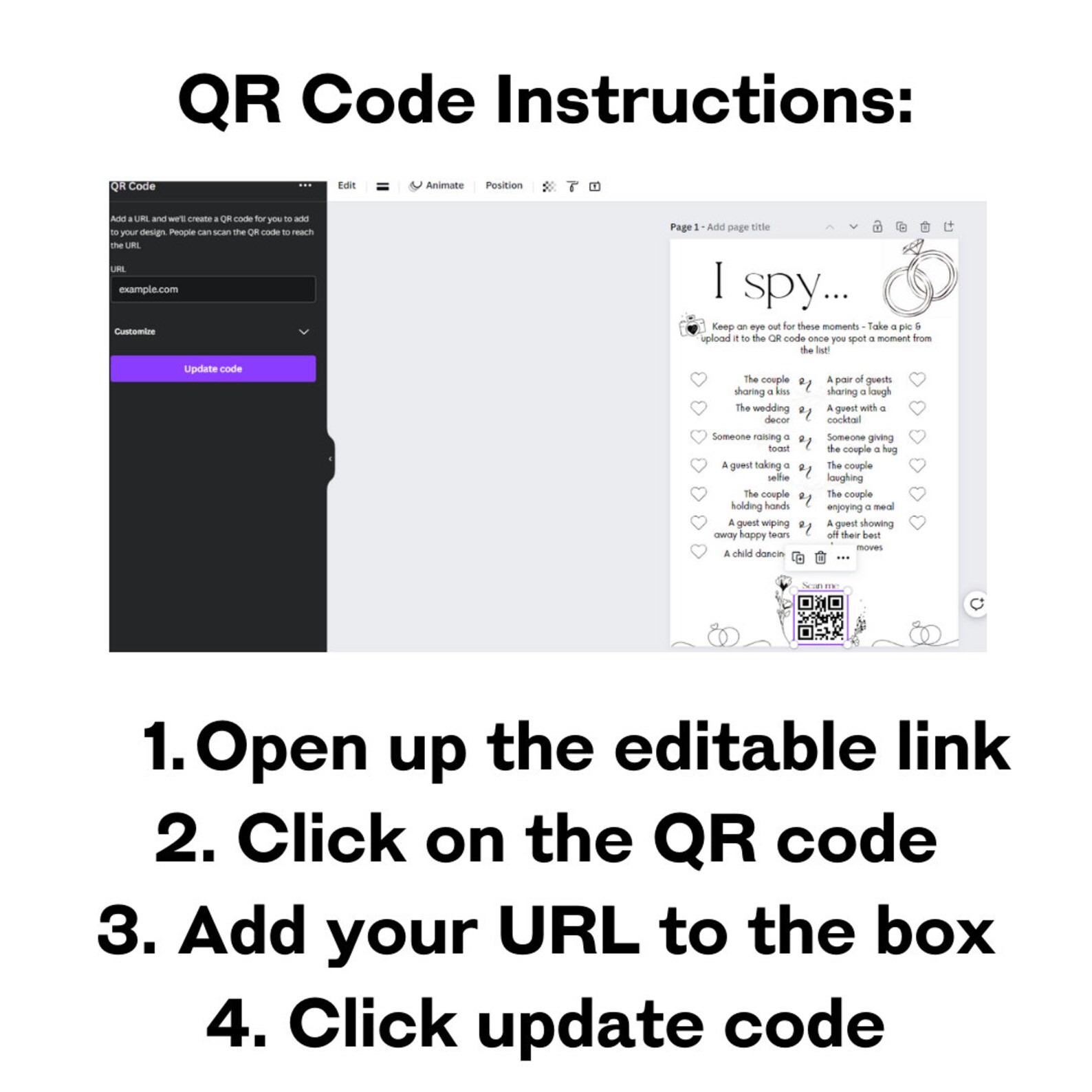 I Spy Wedding Game Printable Digital Download QR Code Fun Wedding Game ...