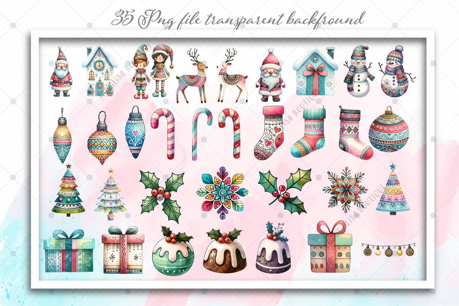 Christmas Holiday Clip Art, Holiday Graphic Clip Art, Festive Holiday ...