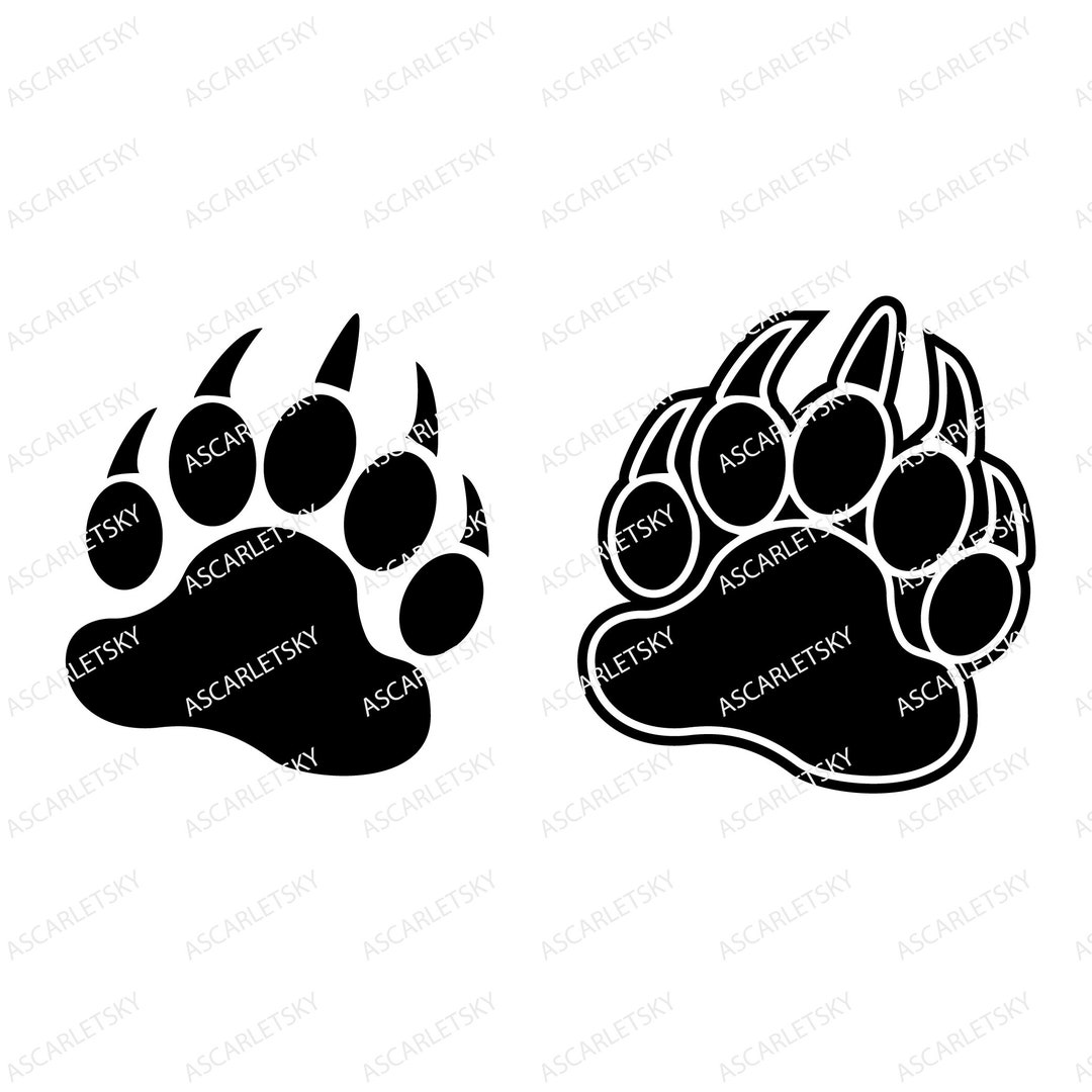Bear Paw SVG, Bear Foot Print SVG, Bear Footprints Printable Pdf, Dxf ...