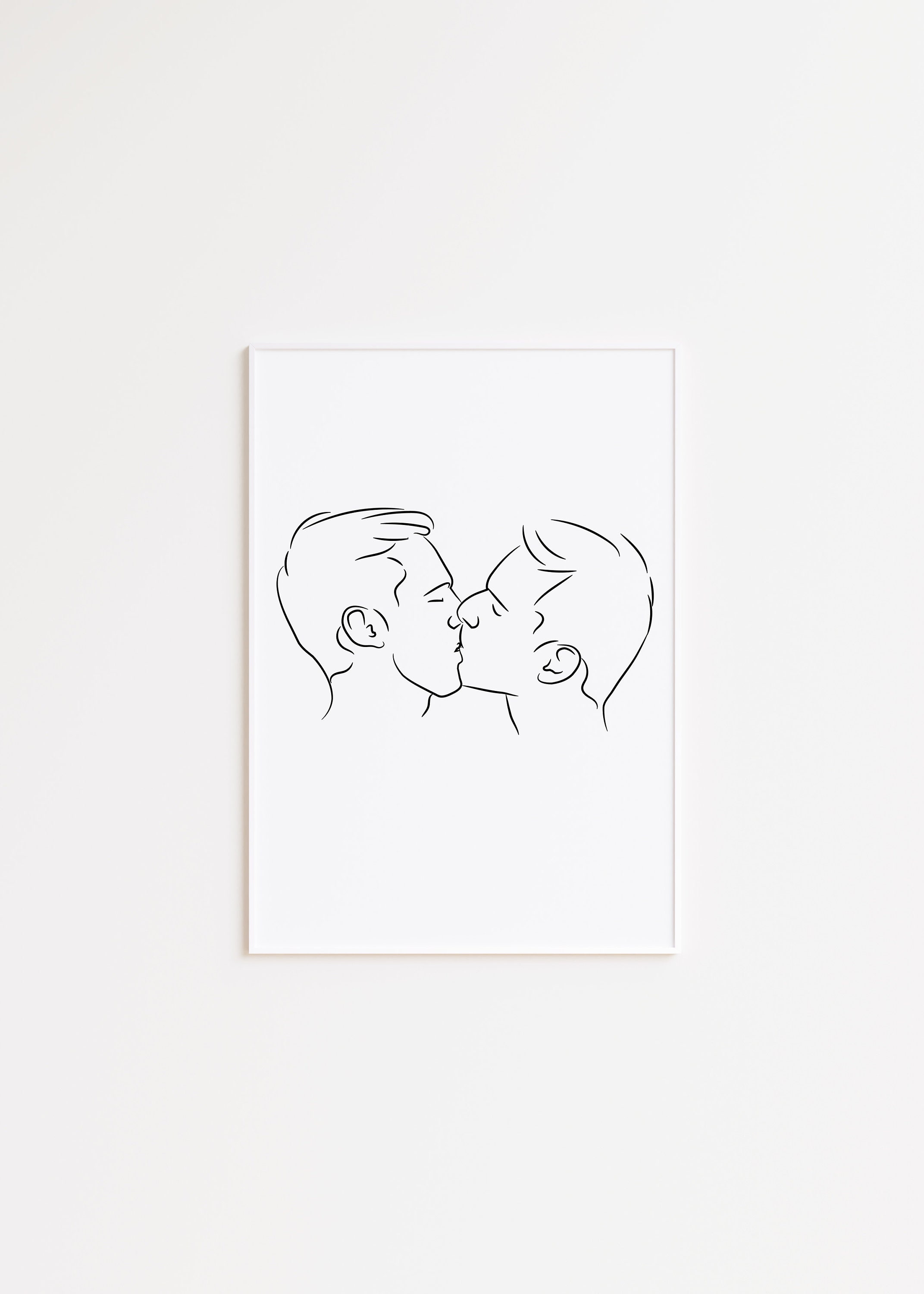 Gay Couple Line Art Print: Minimalist Kissing Lovers (digital Download ...