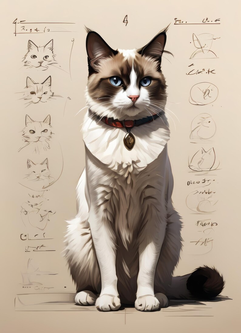 45 Captivating Cat Sketches- Perfect for Print on Demand T-shirts ...