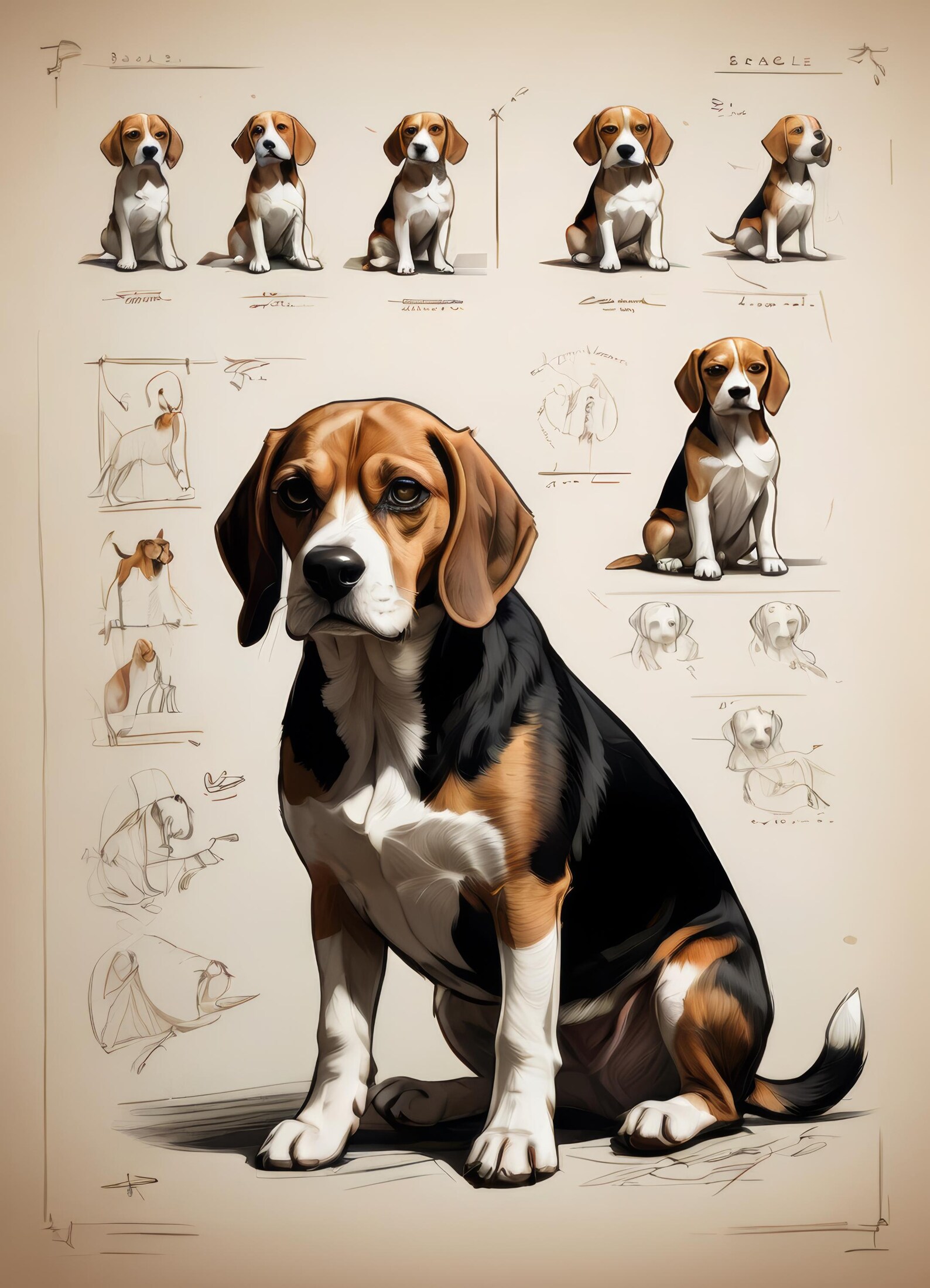 50 Sketch Dog Bundle - High Res Dog Illustrations for T-shirts ...