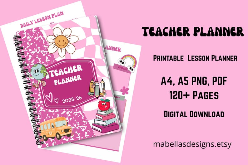 Teacher Planner 2025 2026 Printable Lesson Planner Pink Classroom ...