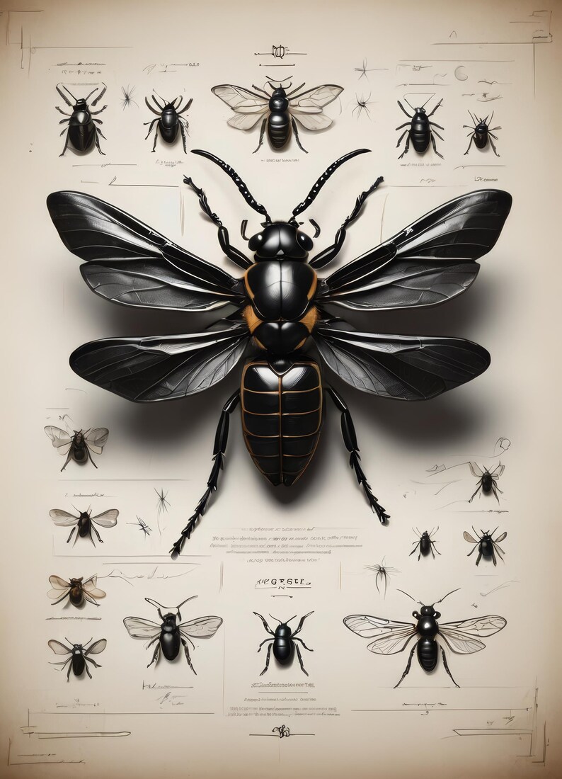 40 Sketch Insect Bundle - High Res Insect Illustrations for T-shirts ...